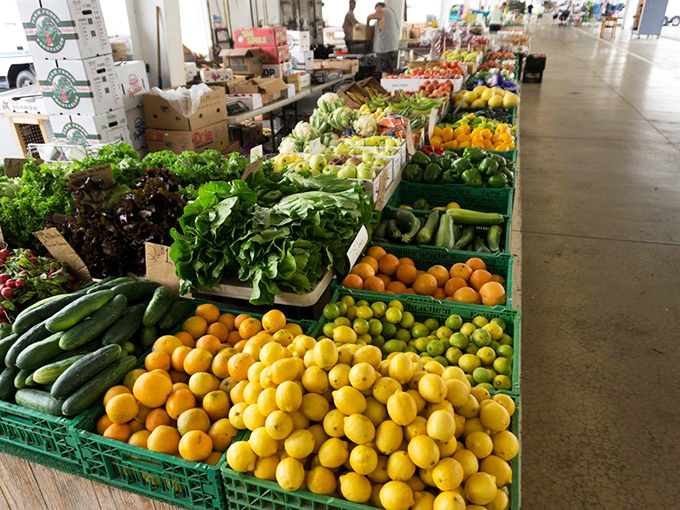 Fresh produce arranged with the kind of care usually reserved for museum exhibits. These vegetables didn't travel further than you did to get here.