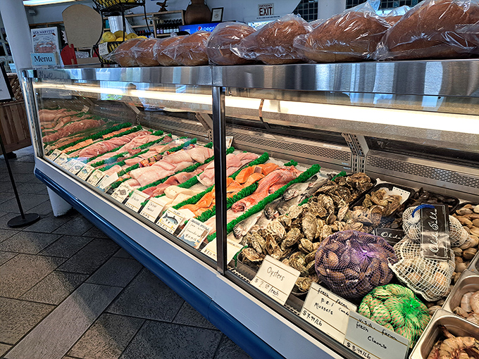The fish market display case&mdash;where relationships between fishmongers and home cooks begin. These glistening fillets and shellfish haven't been on a first-name basis with freezers.