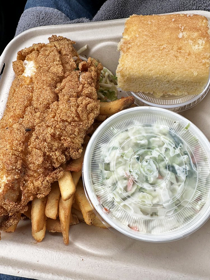 Crispy catfish that shatters like glass giving way to flaky white fish beneath. The perfect marriage of crunch and tenderness that would make the Mississippi Delta proud.
