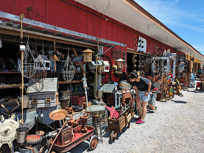 Rusty gold for the picking! This vendor's collection of vintage garden tools and farmhouse treasures would make American Pickers' Mike Wolfe weep with joy.