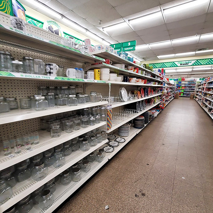 The glassware section could stock a small restaurant. Julia Child might have shopped elsewhere, but she'd appreciate these practical vessels.