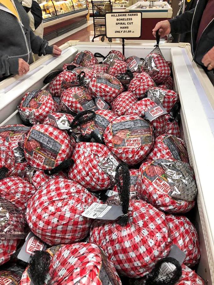 A mountain of holiday hams that says, "Your diet starts January 2nd." Each one a testament to Pennsylvania's pork perfection.