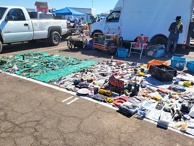 Tools of every trade spread across tarps like mechanical confetti &ndash; the perfect hunting ground for DIYers and professional tinkerers alike.