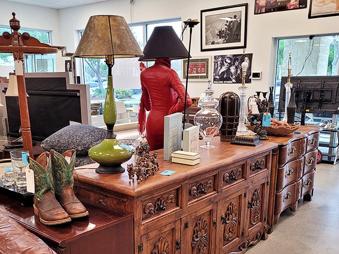 This wooden dresser isn't just furniture; it's a storyteller with drawers full of history and a future waiting in someone's hallway.