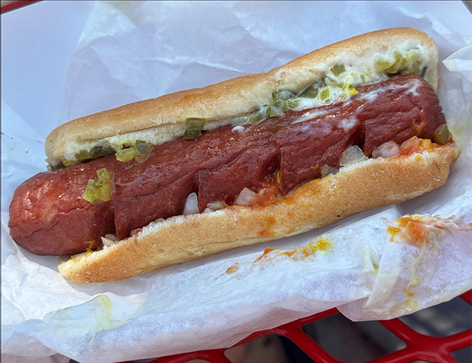 This hot dog has traveled a more interesting road than most of us, arriving at the intersection of simple pleasures and road trip memories.