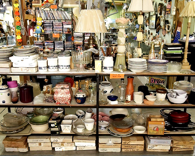 The kitchen time capsule section, where every casserole dish, lamp, and knickknack looks suspiciously like something your aunt had in 1978&mdash;and you secretly coveted.