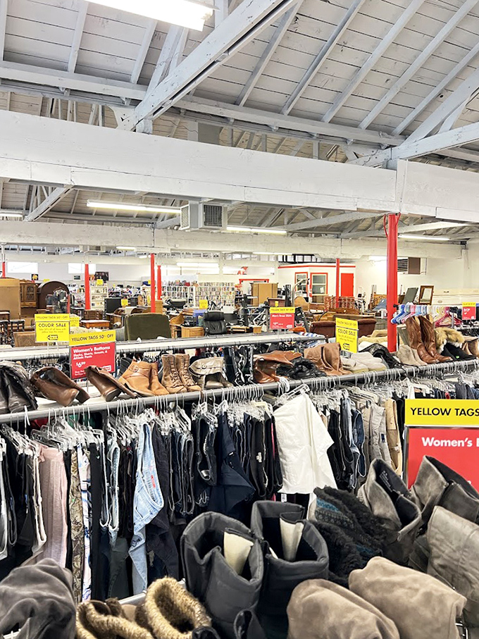 The clothing section offers everything from barely-worn jeans to boots that might have kicked up dust at last year's rodeo.