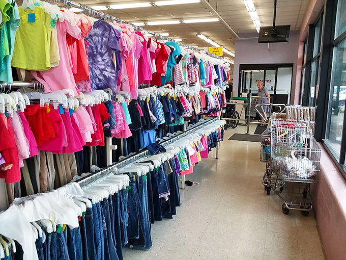 The children's section bursts with color&mdash;a rainbow of possibilities for growing kids who outpace their wardrobes faster than their parents' budgets.