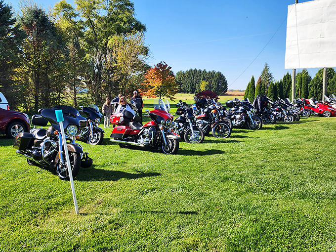 Even motorcycle enthusiasts know there's something special about the drive-in experience&mdash;though watching from a Harley requires commitment to the cause.