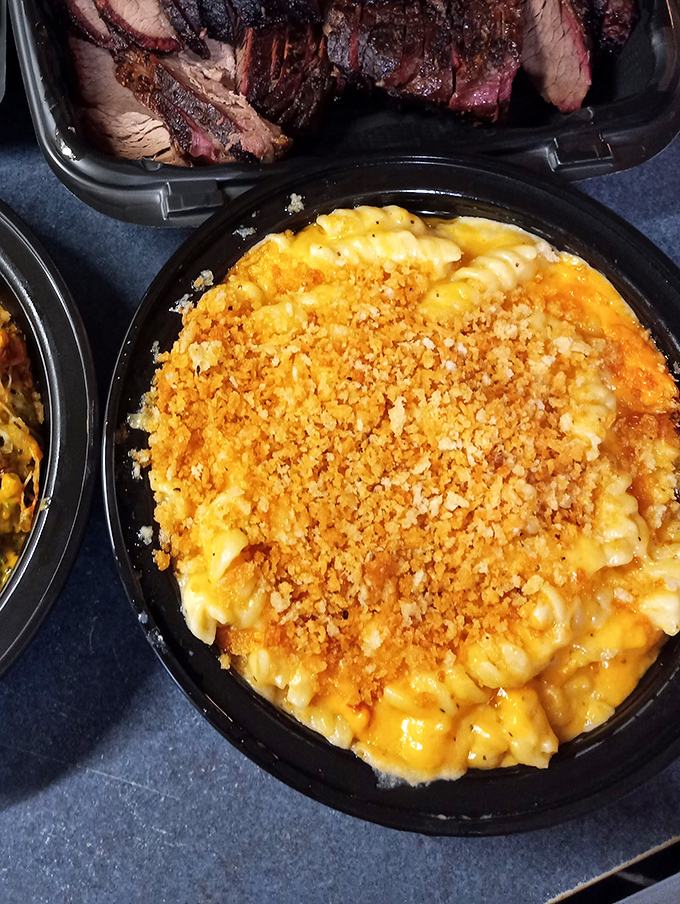 Mac and cheese with a golden crown of crispy topping &ndash; comfort food that's had a serious upgrade from what your mom used to make.