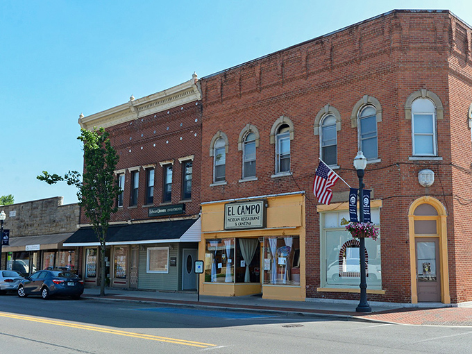 Brick buildings with character line Main Street, where El Campo's bright yellow facade offers a sunny welcome to hungry visitors.