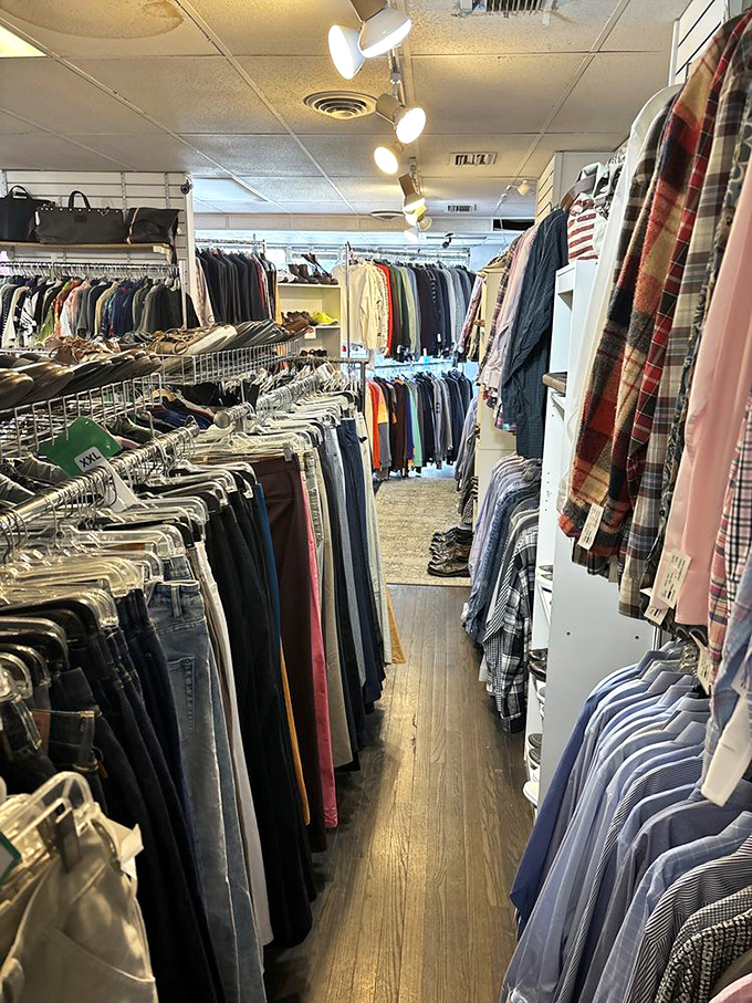 The men's department could make Don Draper jealous, with shoes organized with military precision and enough blazers to outfit a GQ photo shoot.