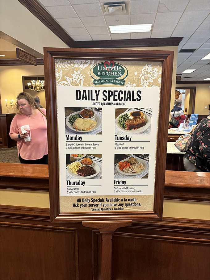 Hartville Kitchen's daily specials board reads like comfort food poetry&mdash;meatloaf on Tuesday might just change your life.