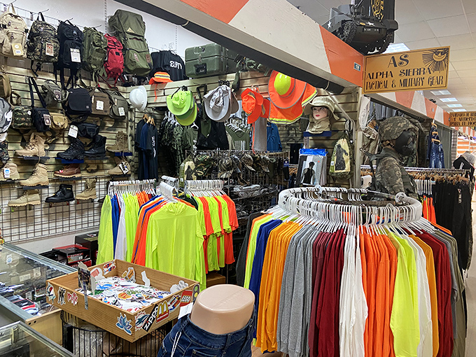 From tactical gear to neon work shirts—this stall has everything for the outdoorsy types or those who just want to look prepared for the zombie apocalypse.