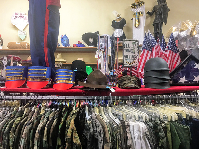 The military section stands at attention, offering authentic gear for collectors, costumes, or those who just appreciate structured shoulders.