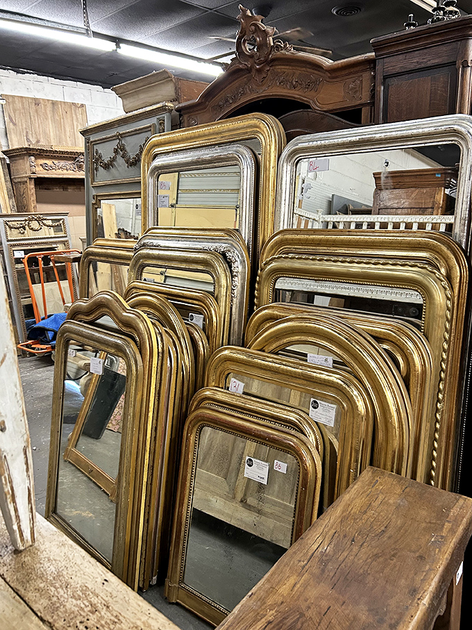 The mirror collection that would make Narcissus faint. Each gilded frame offers not just a reflection, but a portal to another era.