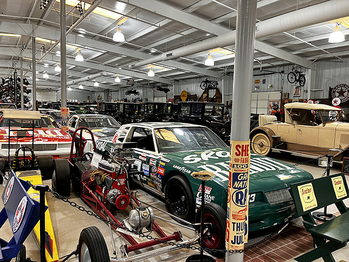 One NASCAR legend with its hood up, showing off the heart that made history.