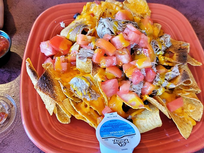 Nachos loaded with enough toppings to fuel a small expedition through Michigan's great outdoors adventures.