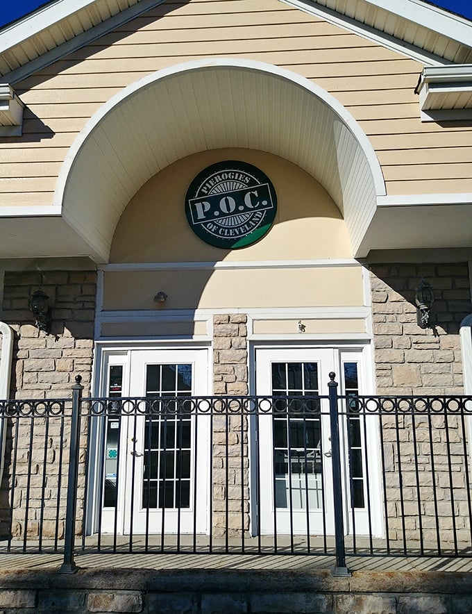 The P.O.C. sign welcomes pierogi pilgrims with the promise of doughy delights behind those wrought iron gates.