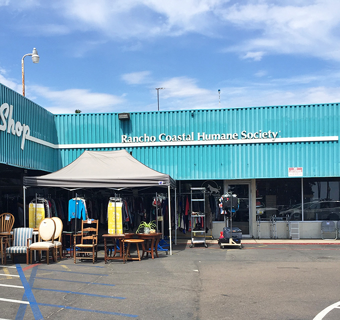 California sunshine highlights the outdoor overflow of furniture finds. When inventory can't be contained by walls, you know it's good.