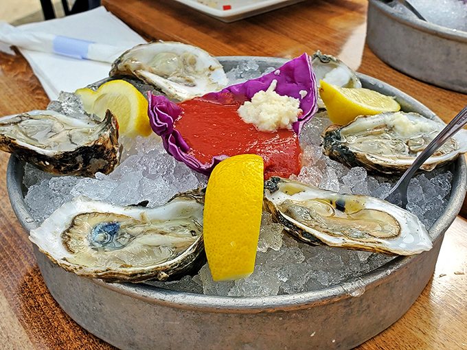 Oysters on ice&mdash;nature's perfect appetizer. These glistening treasures from the deep come with all the fixings for a proper slurp-fest.