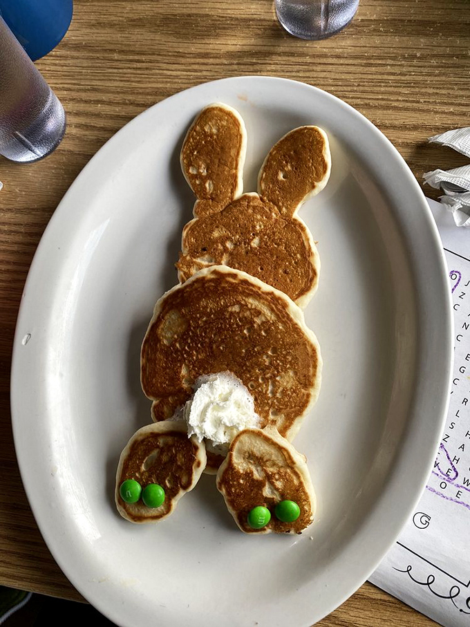 Who says pancakes are just for kids? This bunny-shaped masterpiece proves breakfast can be both whimsical and delicious at any age.