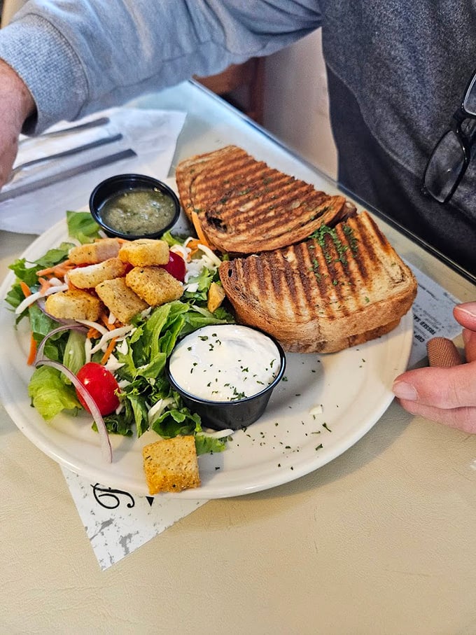 This sandwich plate isn't just lunch &ndash; it's edible therapy served with a side salad and enough croutons to make you believe in happiness again.