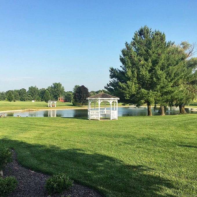 A gazebo by the water is Middlebury's version of beachfront property&mdash;minus the sharks, sand in your shoes, and overpriced cocktails.