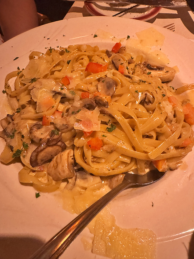 Pasta that doesn't play second fiddle to steaks. This fettuccine with mushrooms and vegetables proves carbs can be the main event.