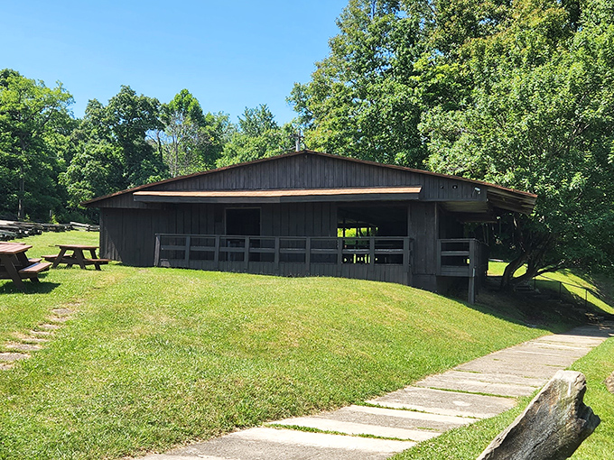 This rustic picnic shelter offers a perfect spot to decompress after underground adventures. Simple wooden tables under a protective roof&mdash;sometimes basic is beautiful.