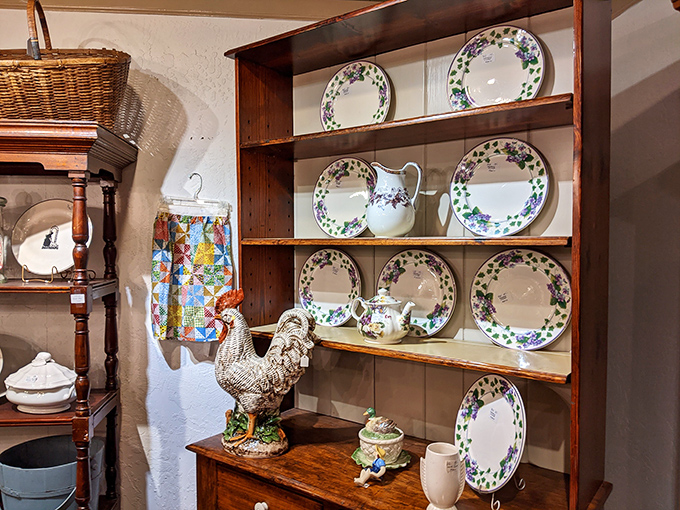 This isn't just dishware&mdash;it's Sunday dinners and holiday gatherings immortalized in porcelain, with that ceramic rooster standing guard over memories.