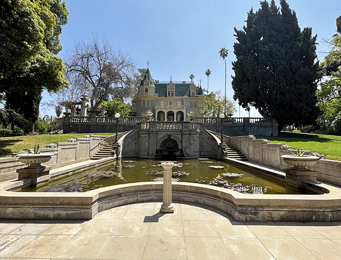 Water, stone, and that magnificent mansion&mdash;a view that makes you wonder if you've accidentally stepped through a portal to a European estate.