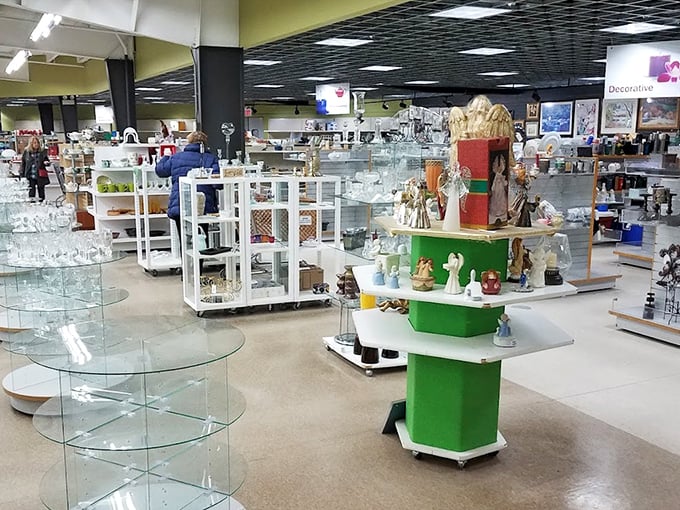Organized chaos at its finest&mdash;shelves of glassware and decorative items create a domestic archeological dig for patient browsers.