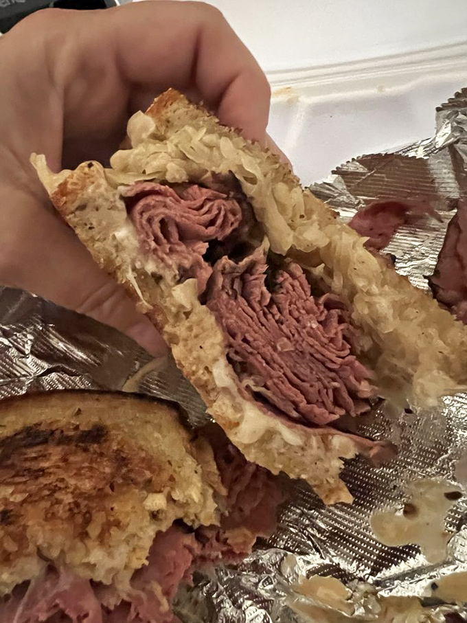 The Reuben reveals itself in all its glory &ndash; where sauerkraut, corned beef, and melted cheese perform a perfectly choreographed flavor ballet.