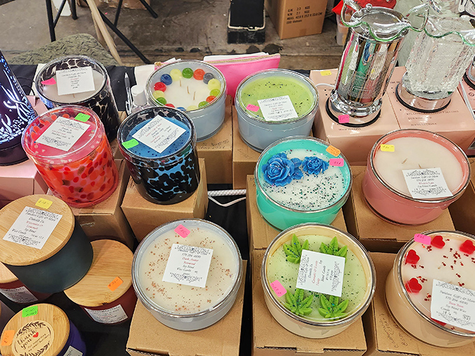 Handcrafted candles in every color of the rainbow. These aren't just wax and wicks&mdash;they're future cozy evenings waiting to happen.