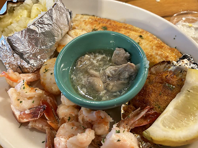 Not so much a seafood platter as a seafood celebration &ndash; with shrimp, fish, and oysters playing starring roles in this coastal symphony.