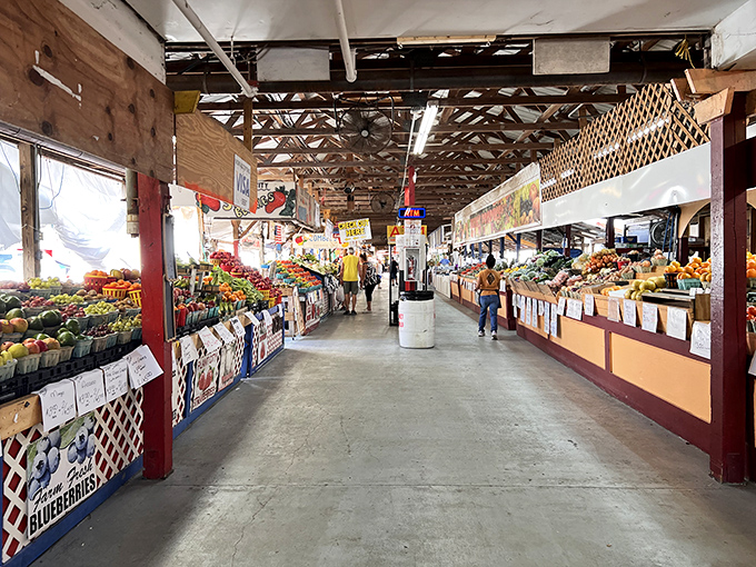 The farmers market section: where the produce is fresh, the conversations are fresher, and everyone's shopping bags are bursting with colorful possibilities.