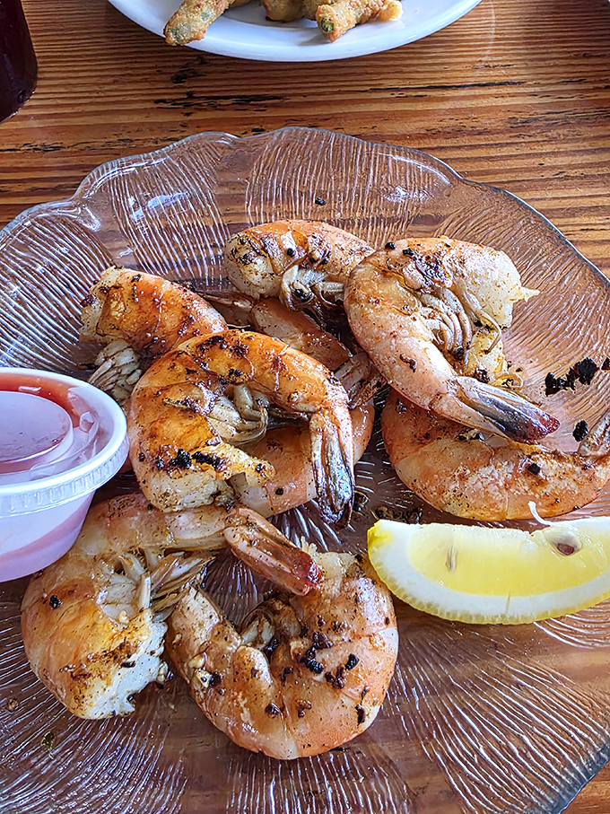 Fresh Gulf shrimp, kissed by fire and served with a squeeze of lemon &ndash; proof that Cedar Key's waters deliver treasures straight to Annie's plates.