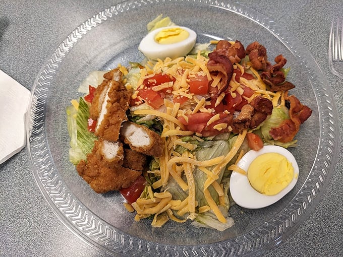 This chef salad is what happens when a salad decides it wants to be taken seriously&mdash;crispy chicken, bacon, and eggs join the party.