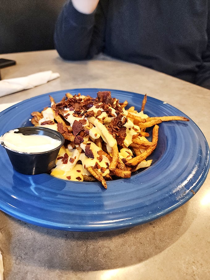 Fries elevated to art form &ndash; crispy, golden, smothered in cheese and bacon bits. The side dish that steals the spotlight and refuses to apologize for it.