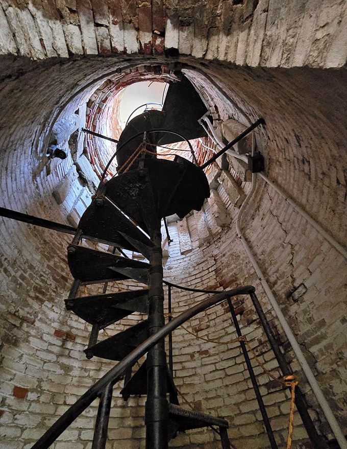 This dizzying spiral staircase could be from Hitchcock's imagination. One wrong step and you're tumbling through history's darker chapters.