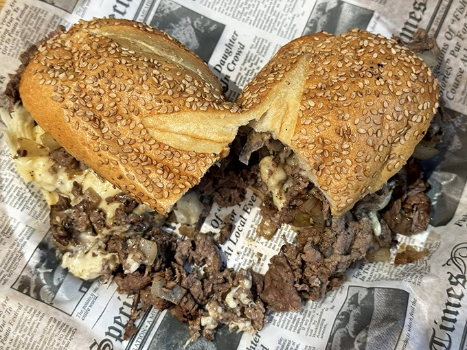 This isn't just a steak sandwich &ndash; it's edible architecture where each layer contributes to a masterpiece that would make Rocky climb those steps twice.