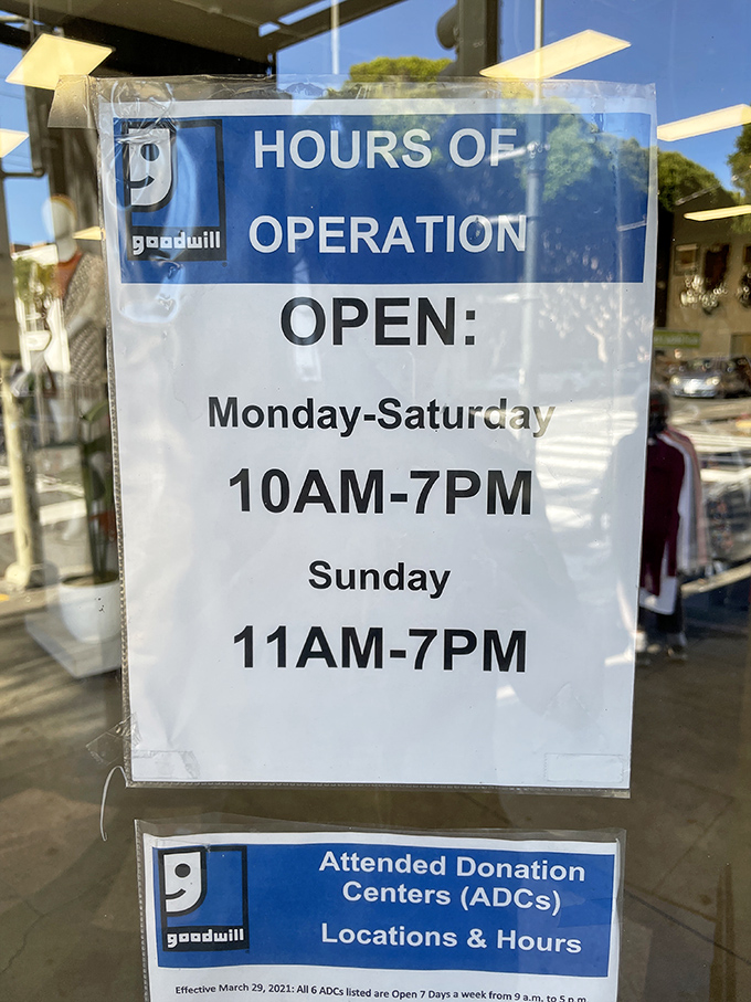 The hours of operation sign: a treasure map with precise instructions. Mark your calendar for these golden hours of discovery.