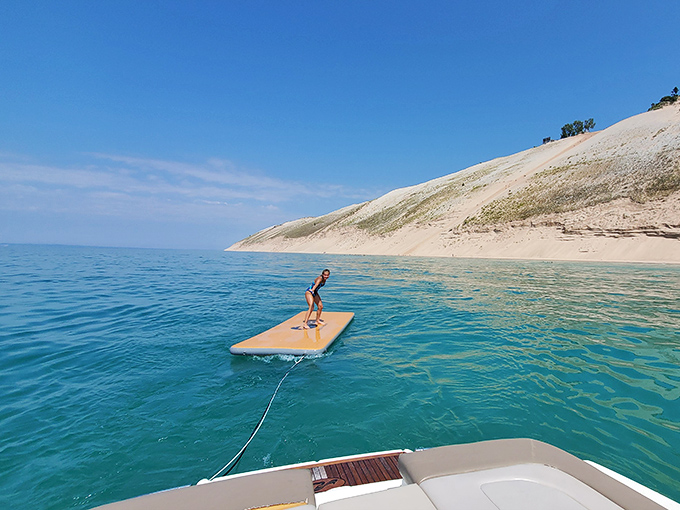 The reward for those brave (or foolish) enough to descend the dune: swimming in waters so clear you'll swear someone Photoshopped them.