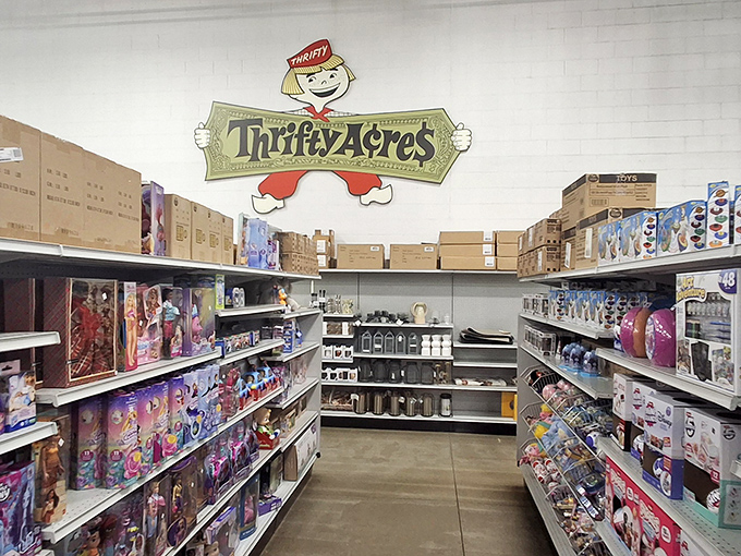The "Thrifty Acres" toy section would make Santa's elves jealous. Christmas morning magic without the North Pole production costs.