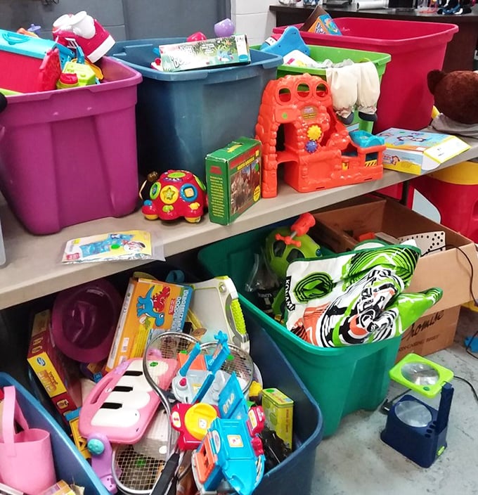 A colorful chaos of toys promises hours of entertainment for little ones, proving that imagination doesn't care about original packaging or retail prices.