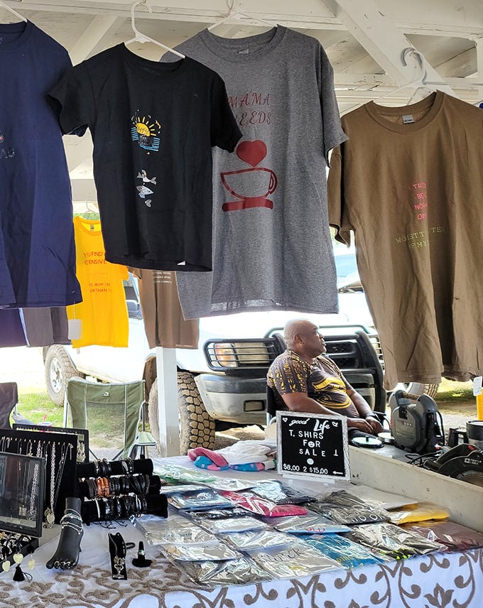 T-shirts and conversation&mdash;both available in abundance! Vendors often become part of the experience, sharing stories behind their merchandise.