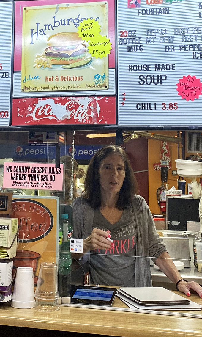 Classic diner fare advertised with nostalgic signage &ndash; because hunting for treasures builds an appetite that only a burger can satisfy.