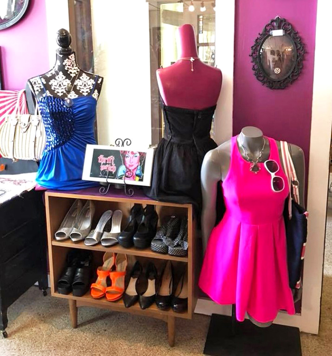 The mannequin corner: where vintage fashion comes to life through carefully curated ensembles that make you wonder if time travel is possible through clothing.