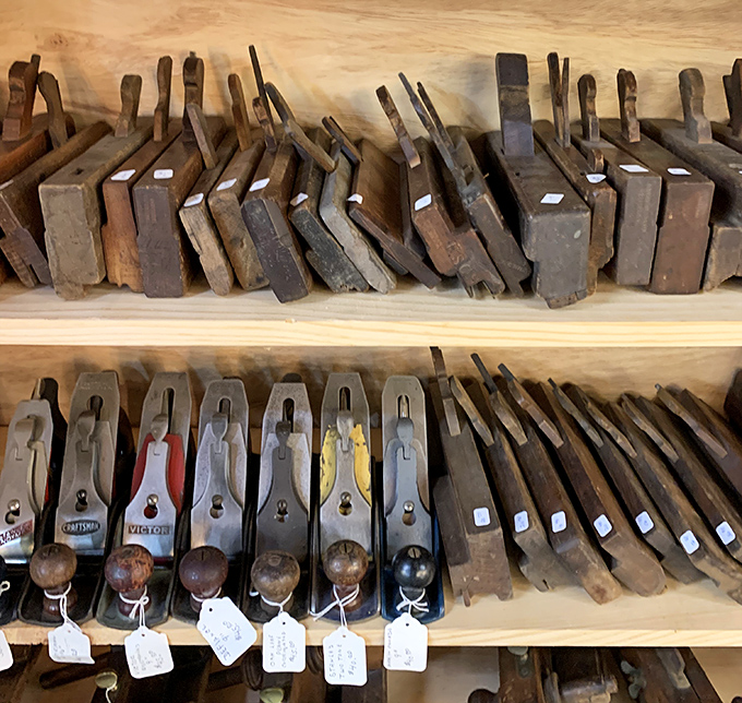 Tools with tales to tell—each wooden plane and hand-carved handle represents craftsmanship from when "handmade" wasn't a luxury marketing term.